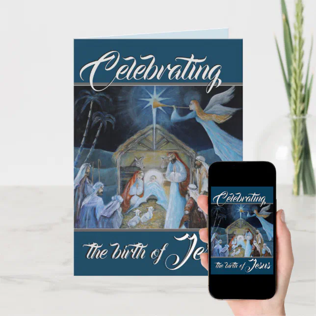 Celebrating the Birth of Jesus, Christmas Nativity Holiday Card | Zazzle