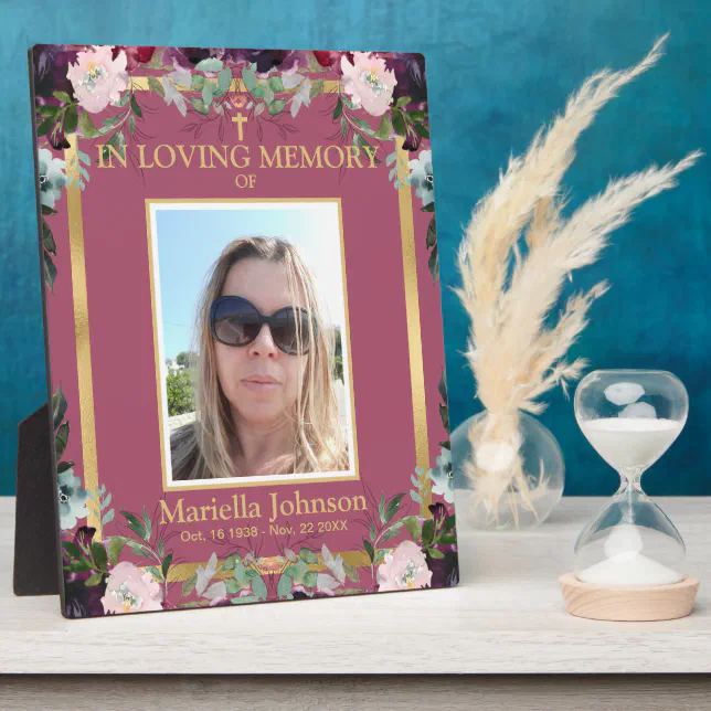 Celebrating the life Floral Funeral Poster Plaque | Zazzle