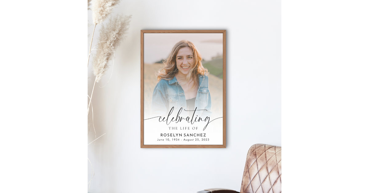 Celebrating the Life Memorial Photo Funeral Poster | Zazzle
