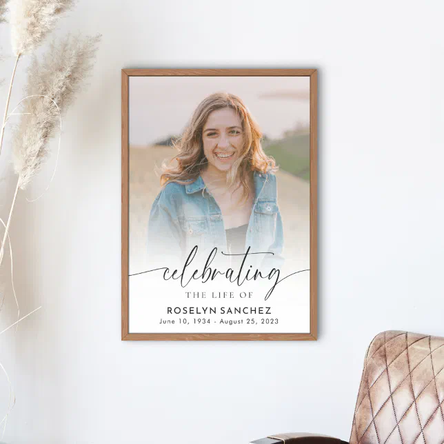 Celebrating the Life Memorial Photo Funeral Poster | Zazzle