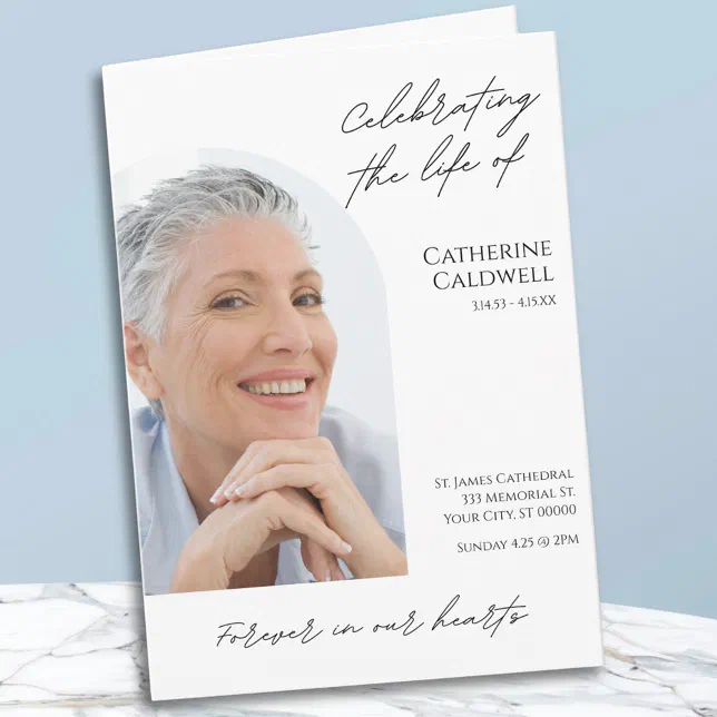Celebrating The Life Of Modern Arch Funeral Program | Zazzle