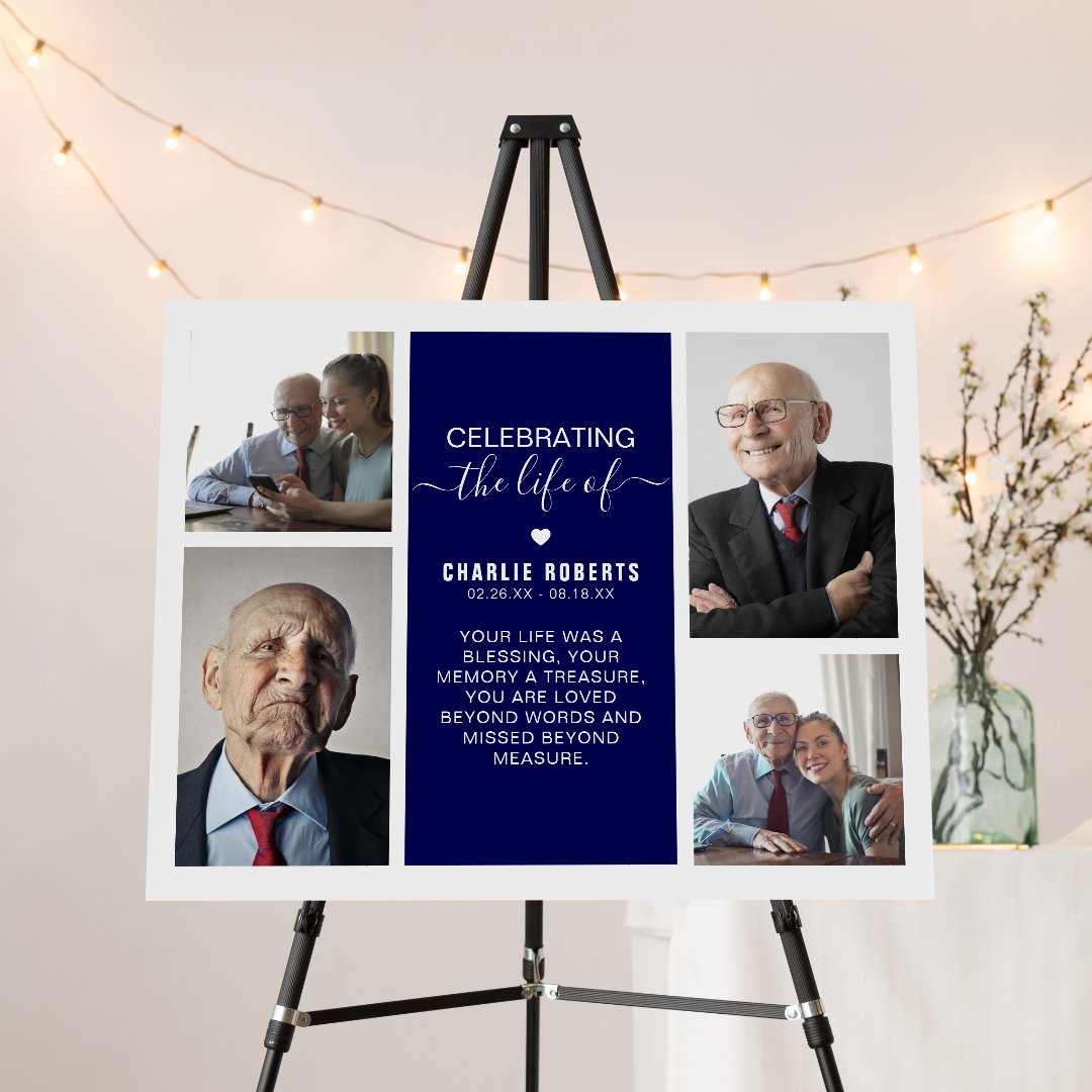 Celebrating the Life of Photo Collage & Quote Foam Board | Zazzle