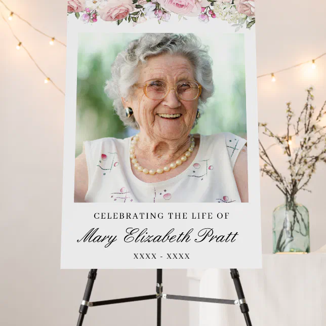 Celebrating the Life Photo Funeral Welcome Sign | Zazzle
