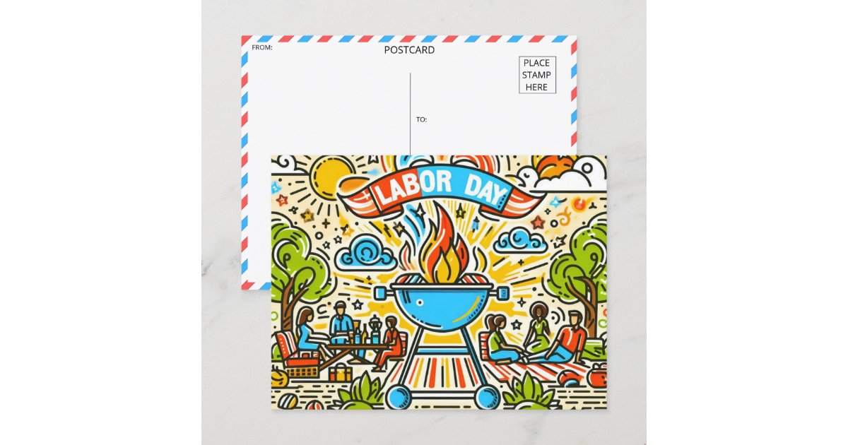 Celebrating Together - Labor Day BBQ Postcard | Zazzle