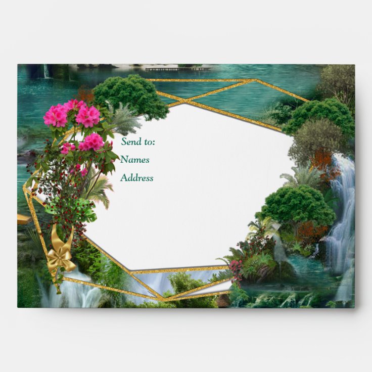 Celebration at the Magical Fantasy Lake Envelope | Zazzle