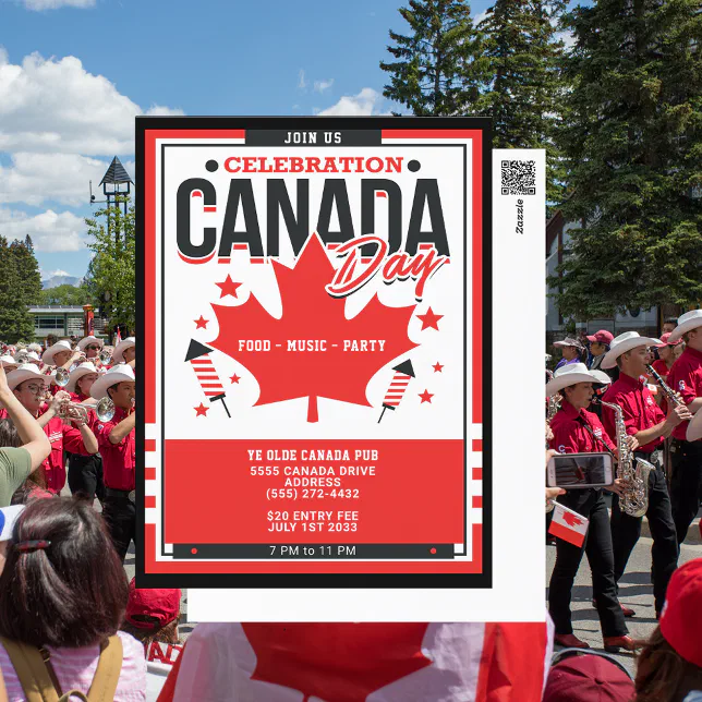 Celebration Canada Day Holiday Party Invitation Postcard | Zazzle
