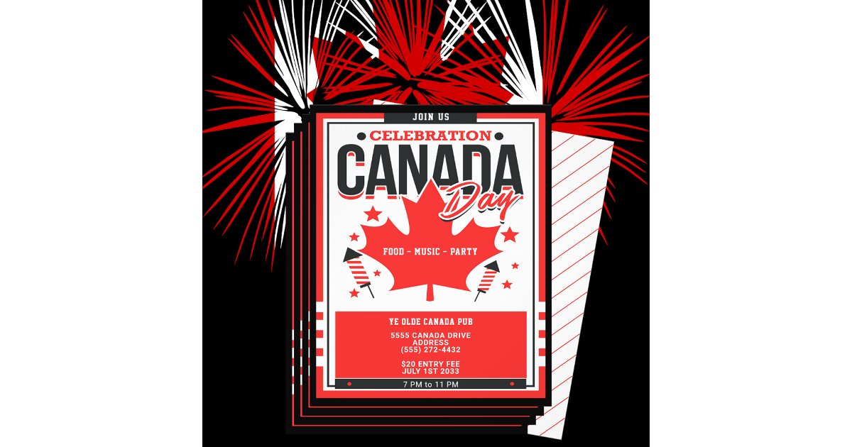 Celebration Canada Day July 1st Party Invitation Flyer | Zazzle