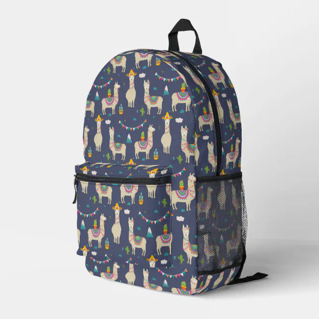 Celebration Llama Pattern Printed Backpack | Zazzle