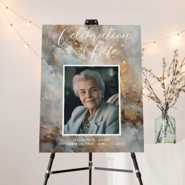 Celebration of Life Abstract Painting Funeral Foam Board | Zazzle