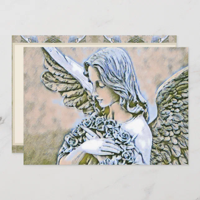 Celebration of Life - Angel with Flowers Invitation | Zazzle