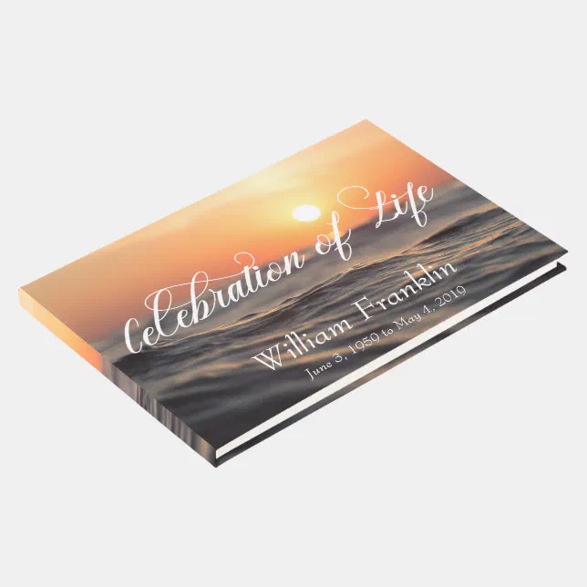Celebration of Life Beach Sea Ocean Water Memorial Guest Book | Zazzle