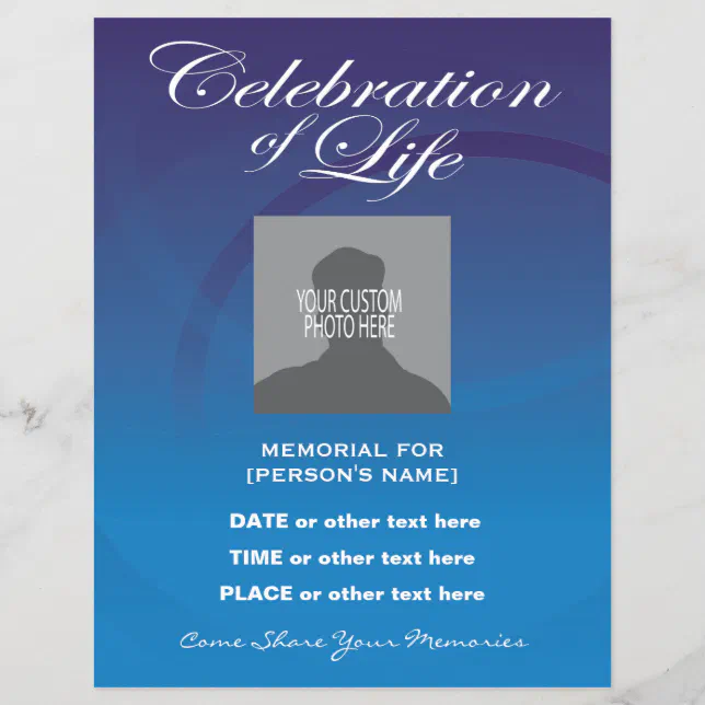 Celebration of Life Blue Circles Invitation Flyer | Zazzle