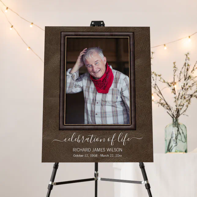 Celebration of Life Brown Funeral Framed Photo Foam Board | Zazzle