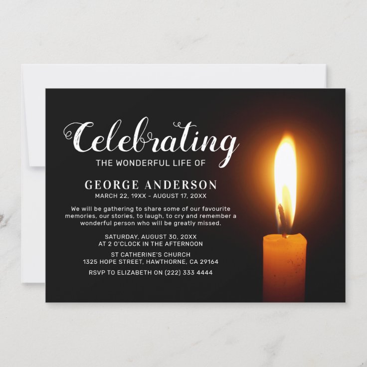 Celebration of Life Candle Light Memorial Photo Invitation | Zazzle