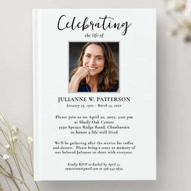 Celebration of Life Custom Photos, Poem, Text Invitation | Zazzle