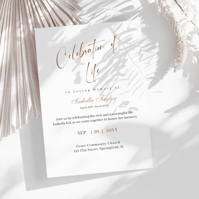 Celebration Of Life Death Anniversary Memorial Invitation | Zazzle