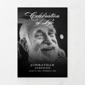 Celebration of Life Elegant Script Photo Funeral Tri-Fold Program | Zazzle