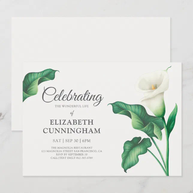 Celebration of Life Floral Flower Botanicals Invitation | Zazzle
