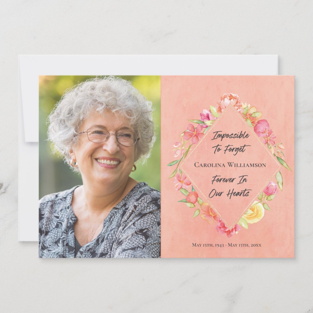 Celebration of Life Floral In Loving Memory Announcement | Zazzle