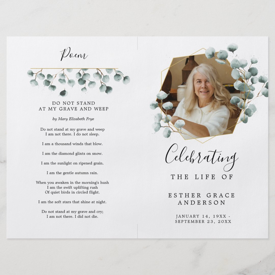 Celebration of Life Funeral Folded Program Flyer | Zazzle