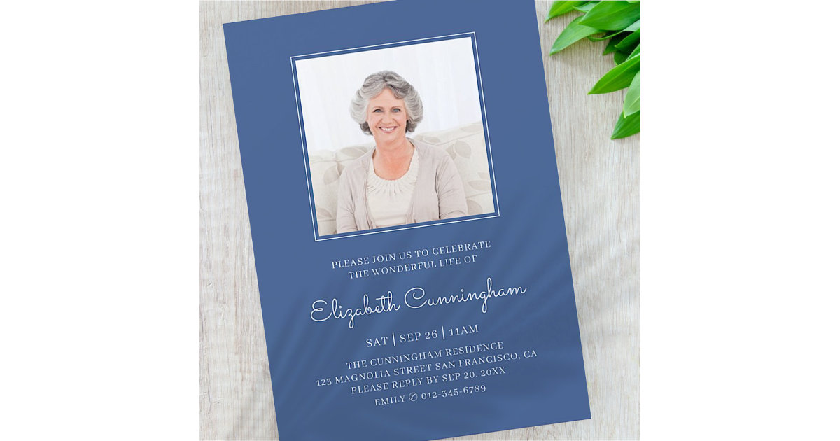 Celebration of Life Funeral Memorial Classic Photo Invitation | Zazzle