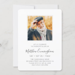 Celebration of Life Funeral Memorial Modern Photo Invitation | Zazzle