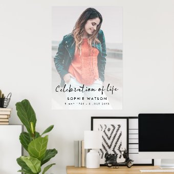 Celebration of Life Funeral Memorial Modern Photo Poster | Zazzle