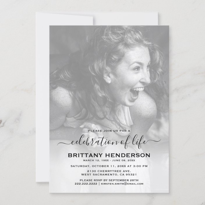 Celebration of Life | Funeral Memorial Photo Invitation | Zazzle.com