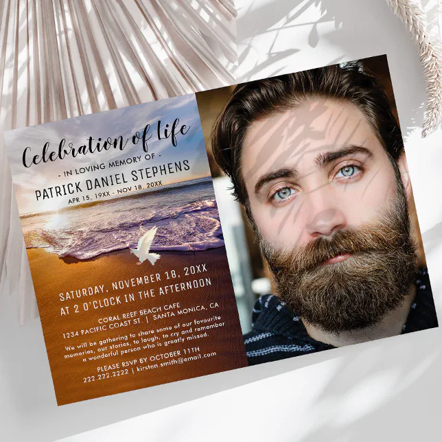 Celebration of Life | Funeral Memorial Photo Invitation | Zazzle