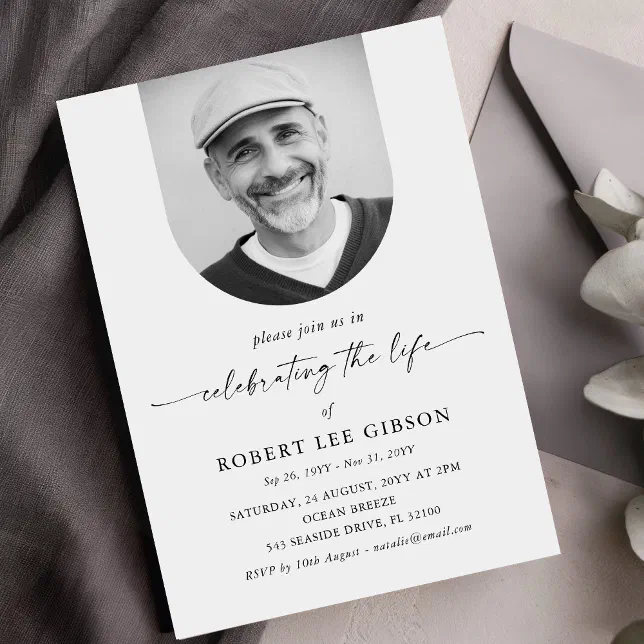 Celebration of Life Funeral Memorial Service Invitation | Zazzle