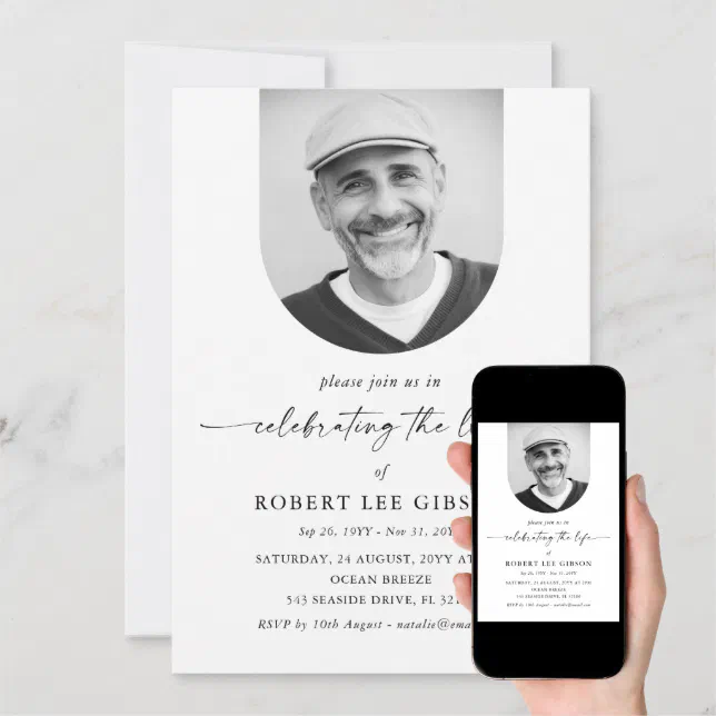 Celebration of Life Funeral Memorial Service Invitation | Zazzle