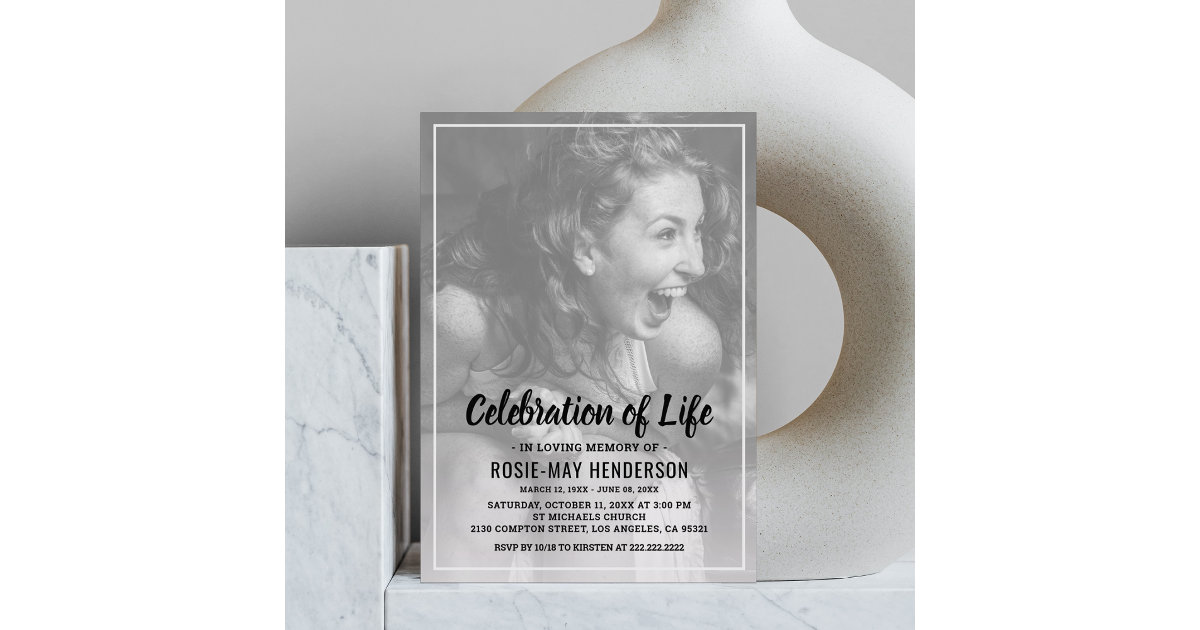 Celebration of Life | Funeral Personalized Photo Invitation | Zazzle