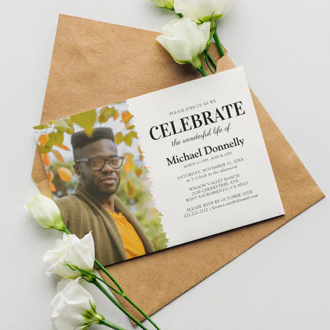 Celebration of Life Funeral Photo Invitation | Zazzle