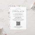 Celebration of Life | Funeral QR Code Wildflower Invitation | Zazzle