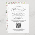 Celebration of Life | Funeral QR Code Wildflower Invitation | Zazzle