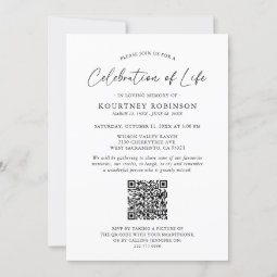 Celebration of Life | Funeral QR Code Wildflower Invitation | Zazzle