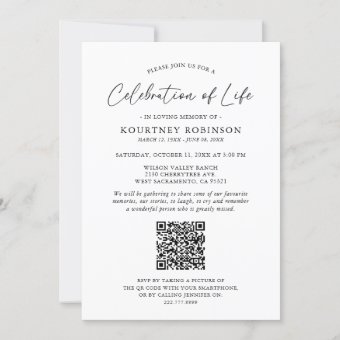 Celebration of Life | Funeral QR Code Wildflower Invitation | Zazzle