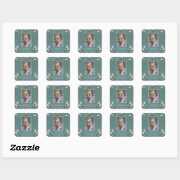 Celebration of Life Greenery Man Photo Memorial Square Sticker | Zazzle