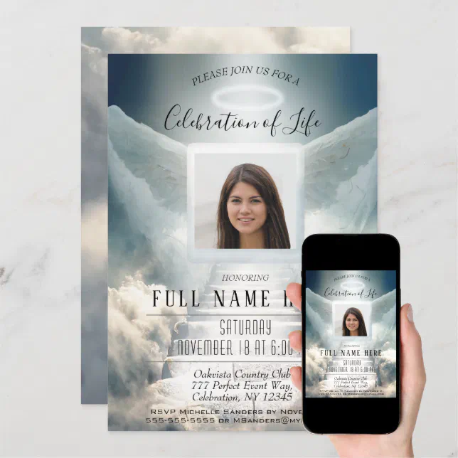 Celebration of Life - Heavenly Staircase Invitation | Zazzle