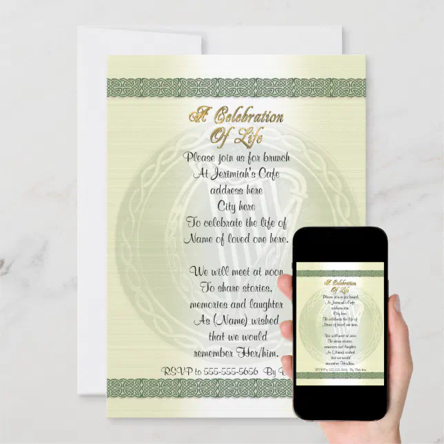 Celebration of life Invitation Celtic Knot Irish | Zazzle