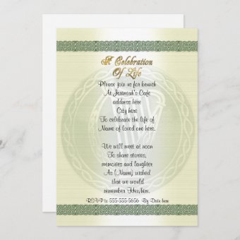 Celebration of life Invitation Celtic Knot Irish | Zazzle