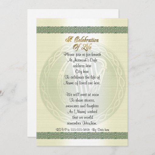 Celebration of life Invitation Celtic Knot Irish | Zazzle