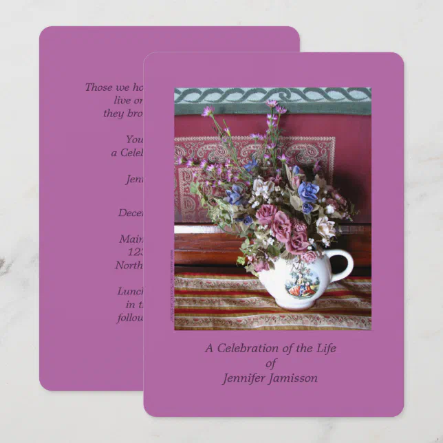 Celebration of Life Invitation, Flowers in Teapot Invitation | Zazzle