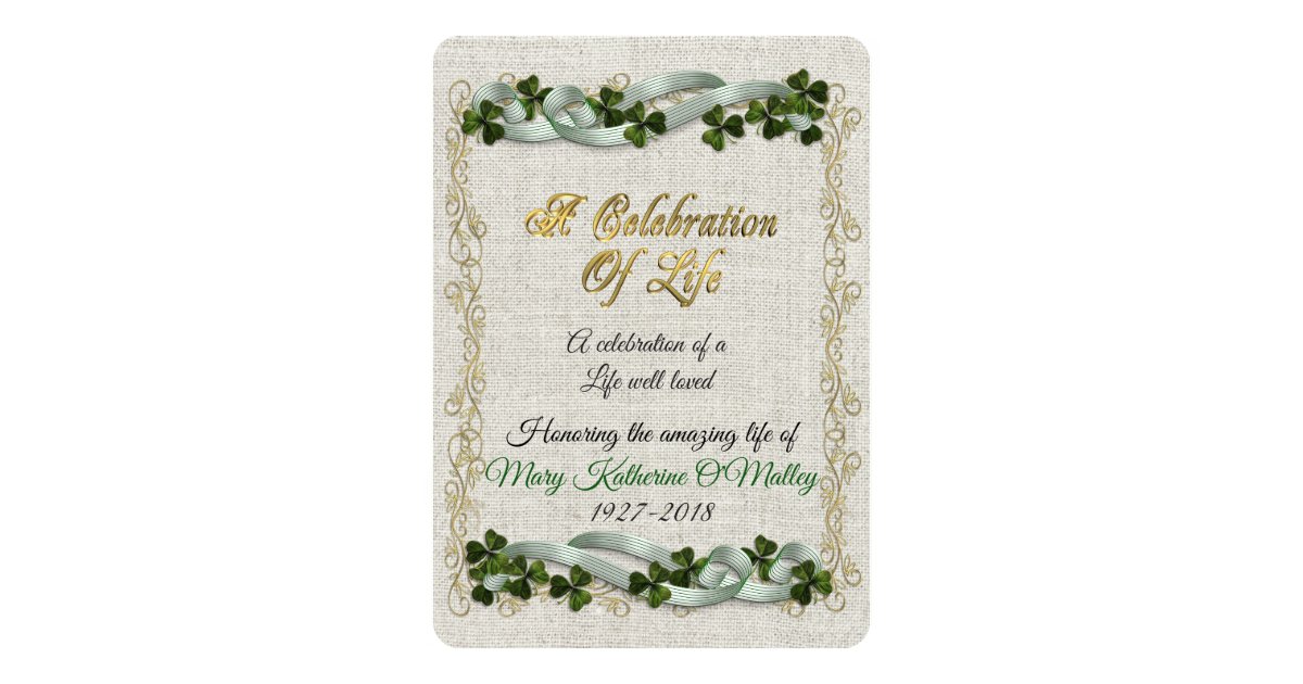 Celebration of life Invitation Irish theme | Zazzle.com