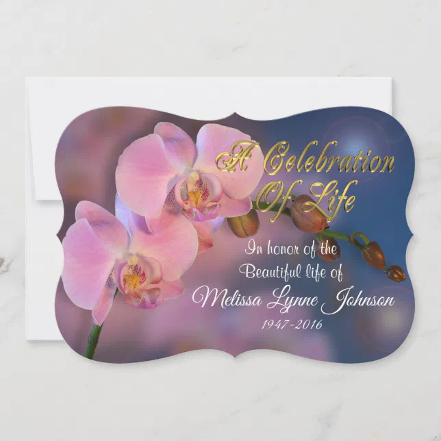 Celebration of life Invitation pink orchids | Zazzle