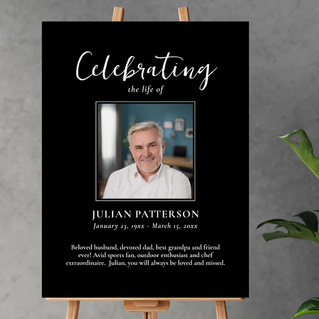 Celebration of Life Large Photo Welcome Funeral Foam Board | Zazzle