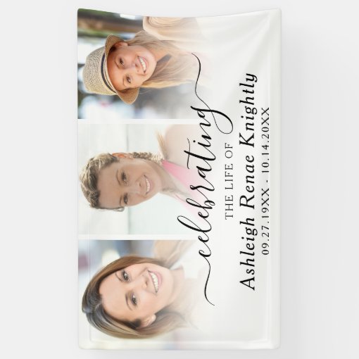 Celebration of Life Memorial 3 Photo Banner | Zazzle