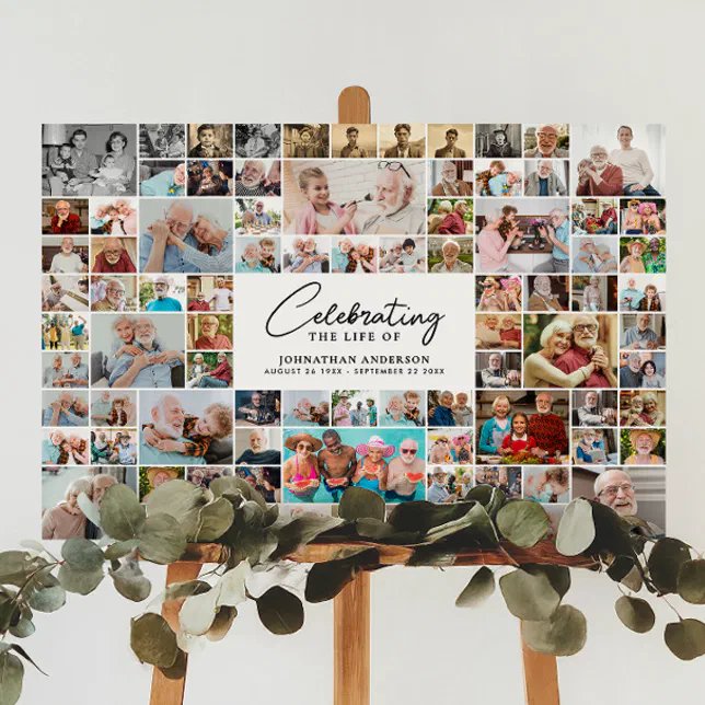 Celebration Of Life Memorial 88-Photo Collage Foam Board | Zazzle