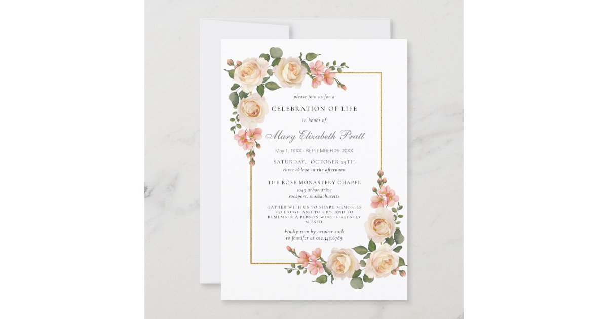 Celebration of Life Memorial Funeral Invitation | Zazzle