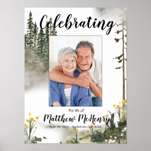 Celebration of life Memorial Funeral Photo Poster | Zazzle